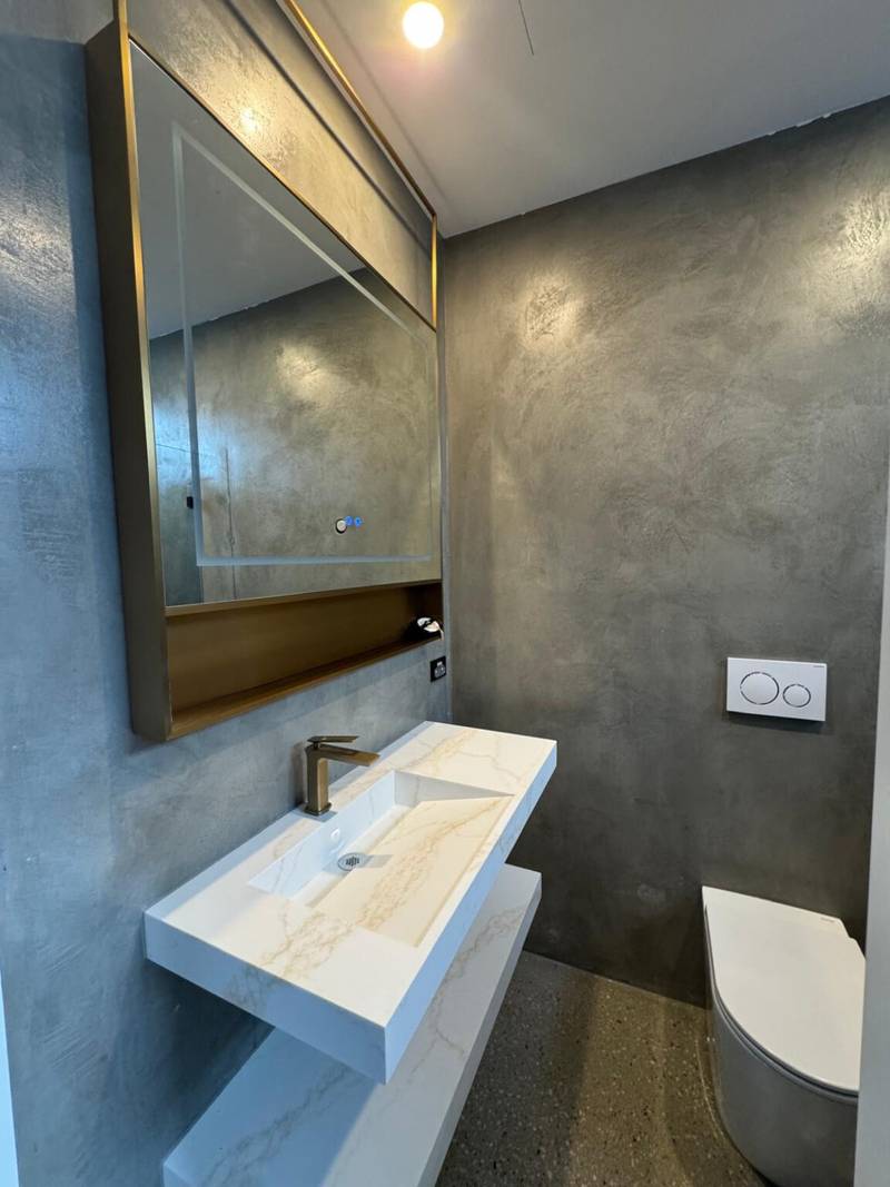 Project Case: Premium Calacatta Gold Solid Surface Vanity in Villa ...